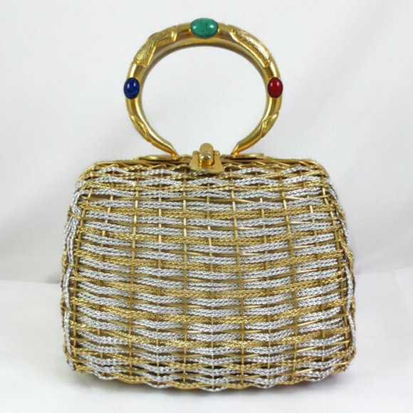 Rodo | Bags | Vintage Woven Metal Roda Silver Gold Tone Purse With ...